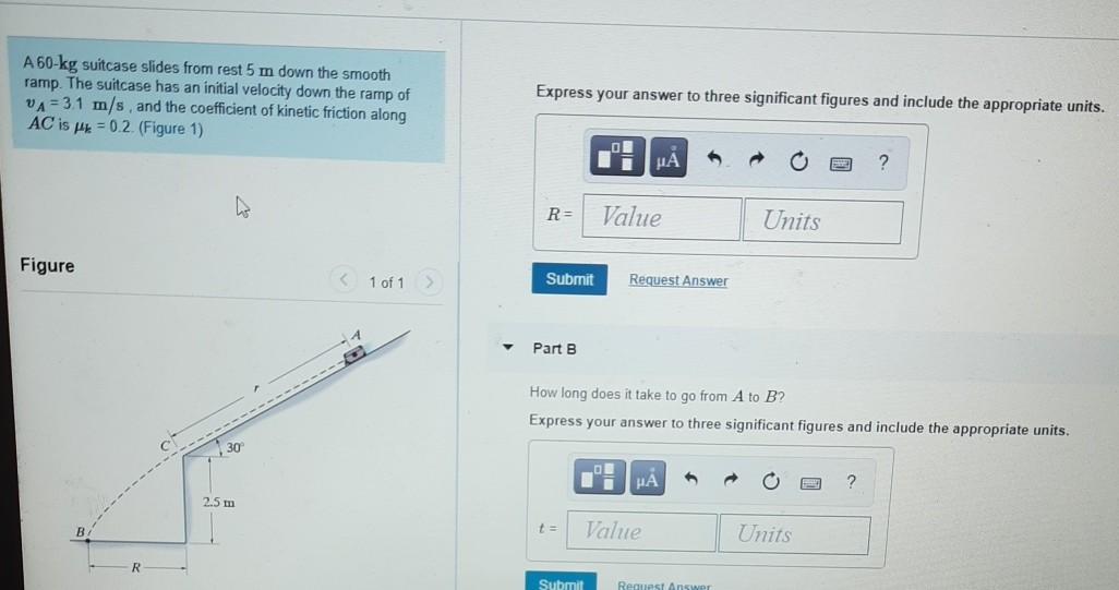 Solved A 60-kg suitcase slides from rest 5 m down the smooth | Chegg.com