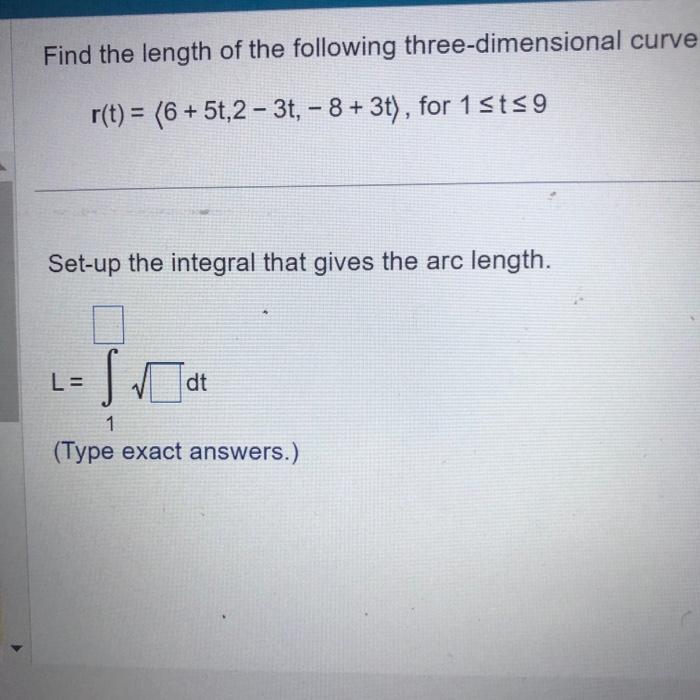 Solved Find the length of the following three-dimensional | Chegg.com