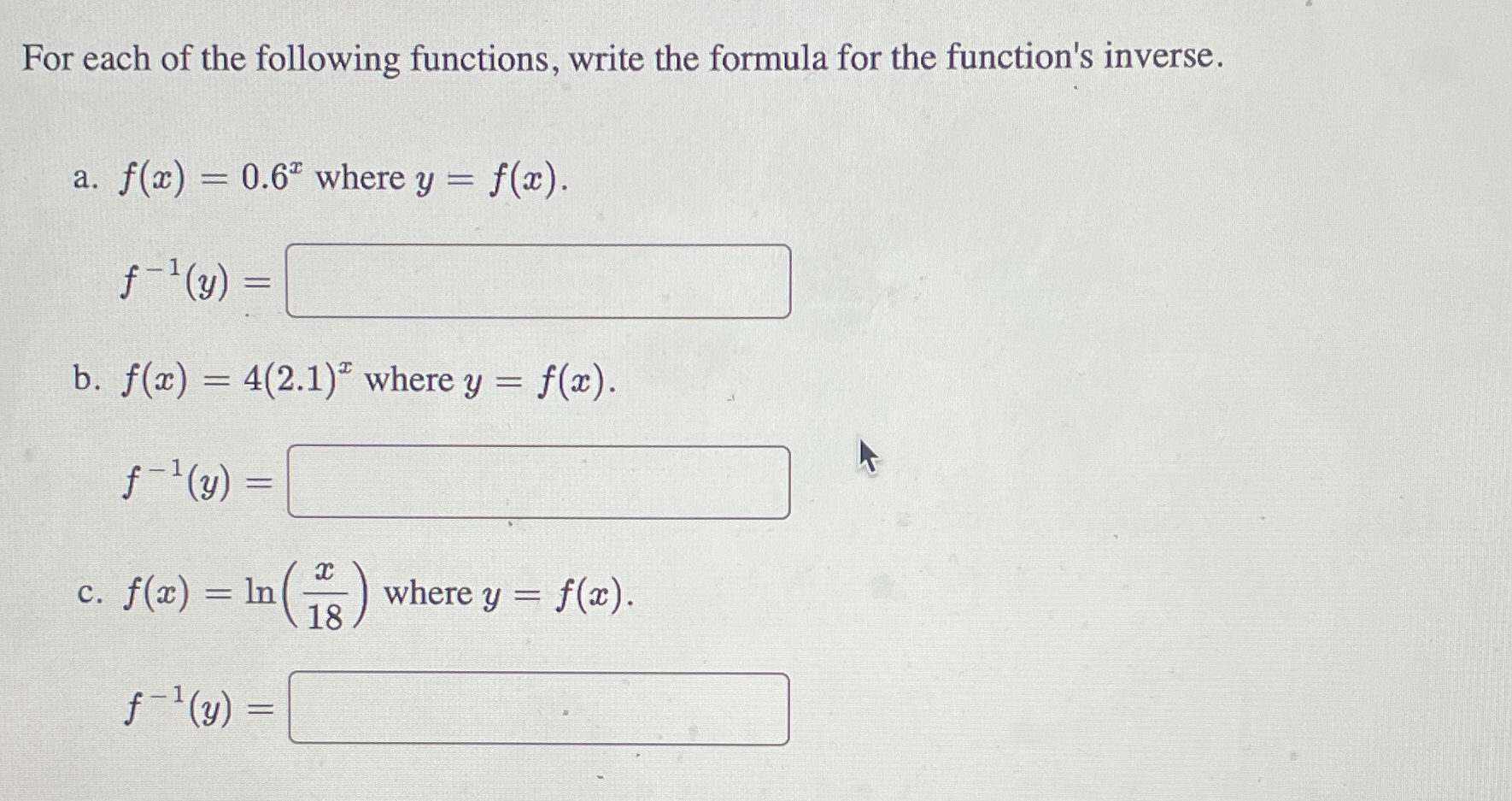 Solved For Each Of The Following Functions Write The