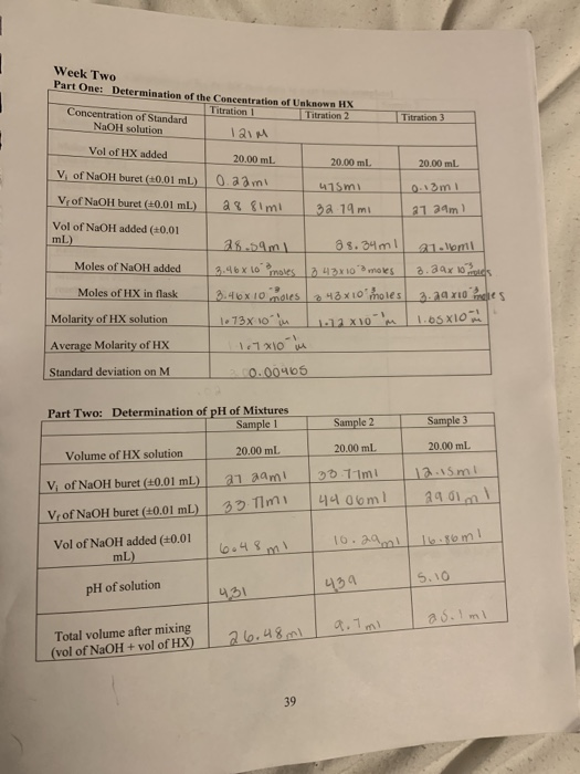 Part Three: Calculation of for HX (use data in part | Chegg.com