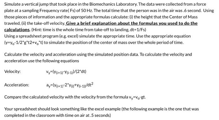 Solved Simulate a vertical jump that took place in the | Chegg.com