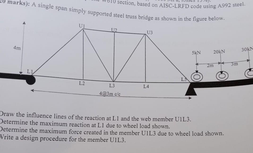 Solved section, based on AISC-LRFD code using A992 steel. | Chegg.com