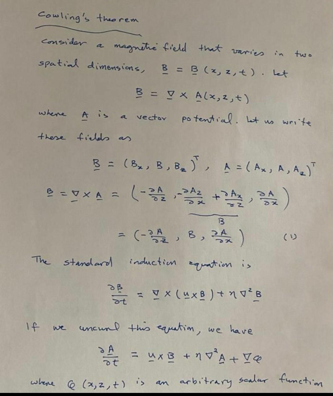 Solved Cowling's theorem consider magnetic field that varies | Chegg.com