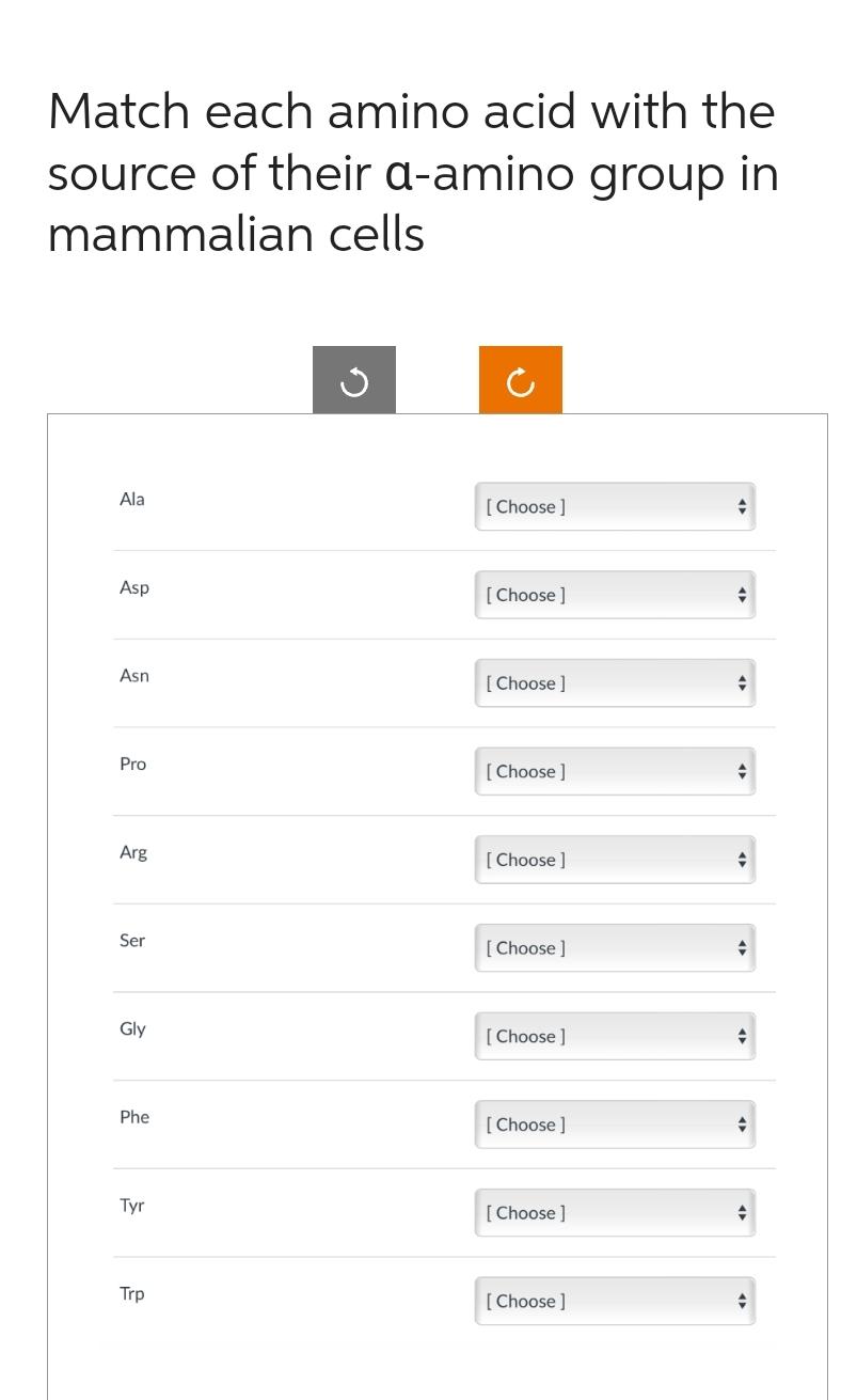 Solved Match each amino acid with the source of their | Chegg.com