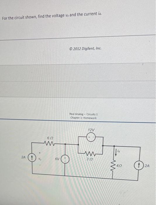Solved For the circuit shown, find the voltage vx and the | Chegg.com