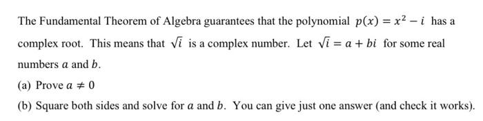 Solved The Fundamental Theorem of Algebra guarantees that | Chegg.com