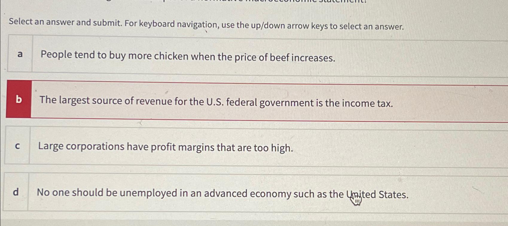Solved Select an answer and submit. For keyboard navigation, | Chegg.com