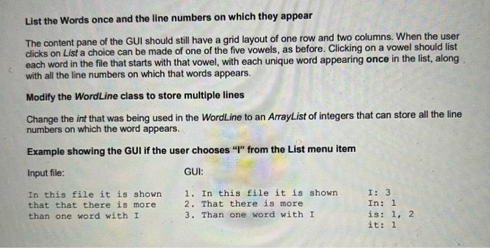 Solved List the Words once and the line numbers on which | Chegg.com