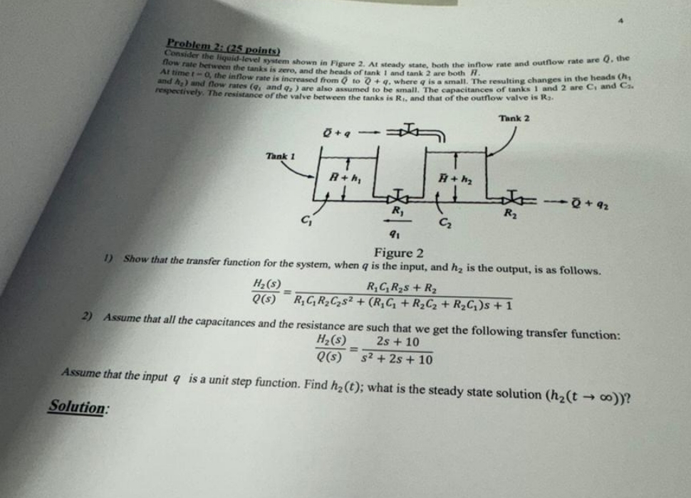 Solved Problem 2: points)Consider the liquid-level system | Chegg.com