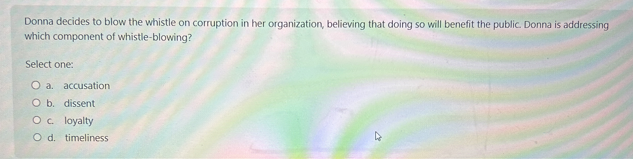 Solved Donna decides to blow the whistle on corruption in | Chegg.com