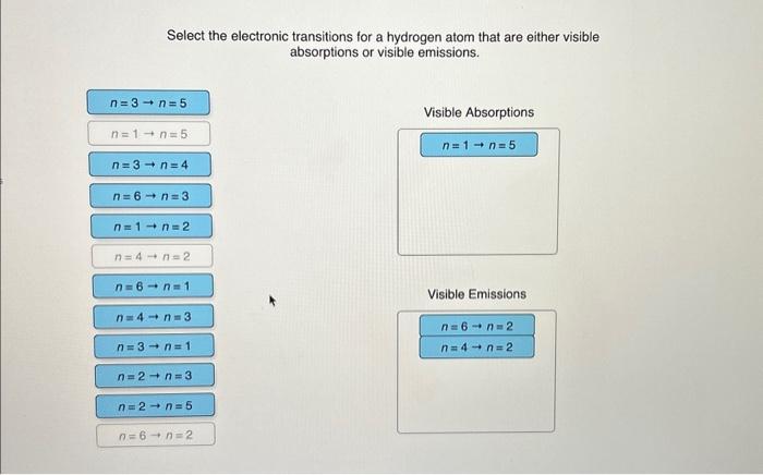 Solved Select the electronic transitions for a hydrogen atom | Chegg.com