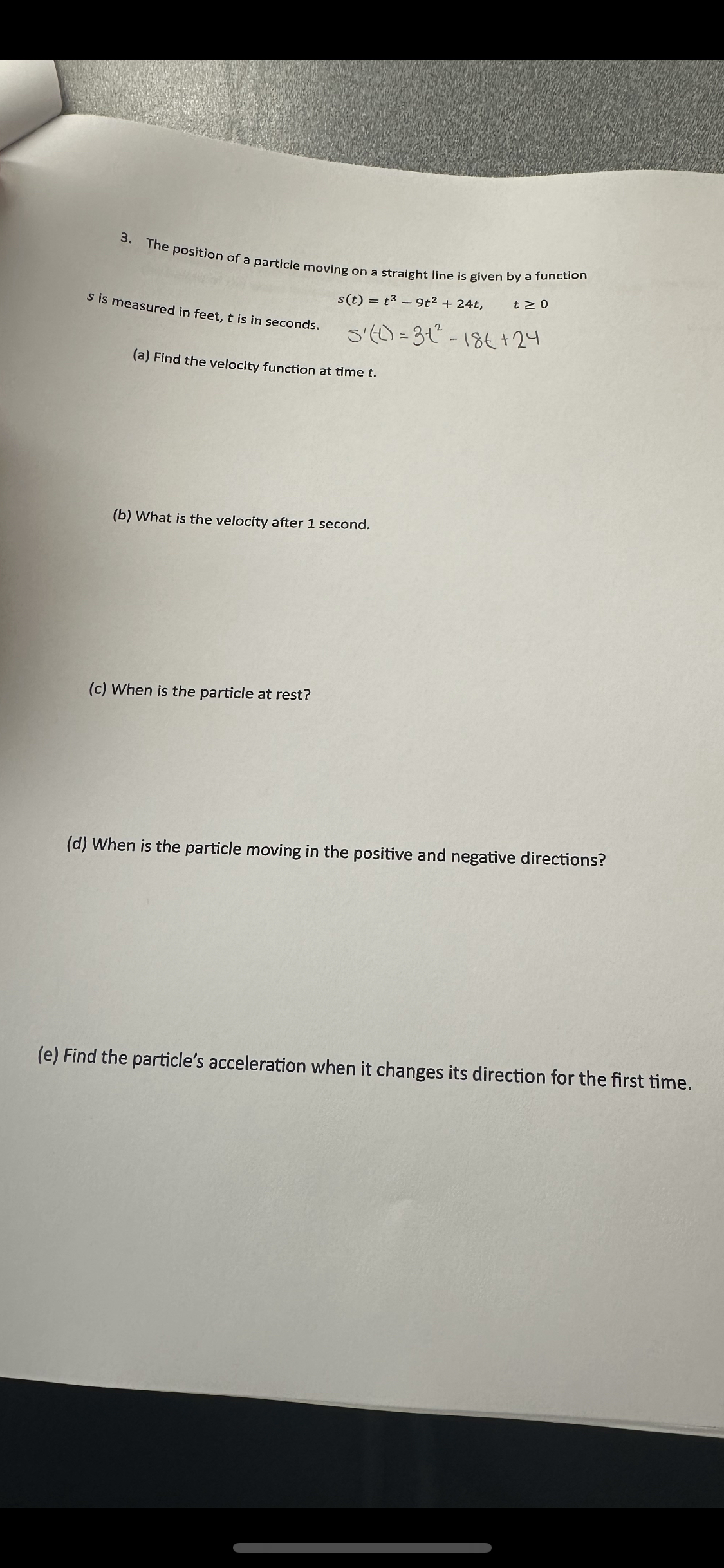 Solved The position of a particle moving on a straight line | Chegg.com