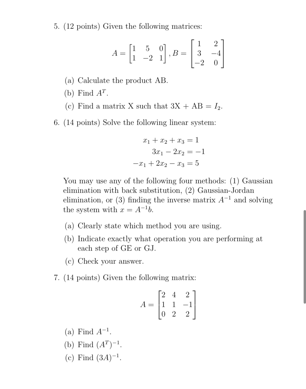 Solved (12 ﻿points) ﻿Given the following | Chegg.com