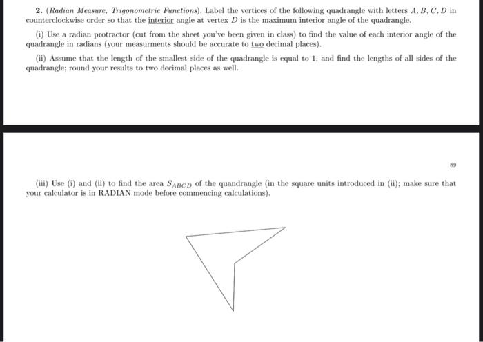 Solved 2. (Radian Measure, Trigonometric Functions). Label | Chegg.com