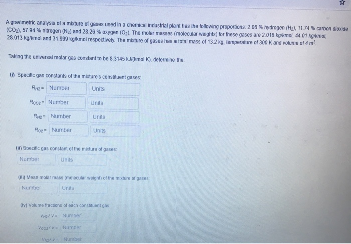 Solved A gravimetric analysis of a mixture of gases used in | Chegg.com