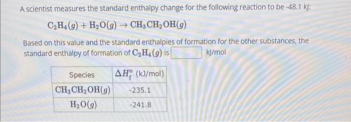 Solved A scientist measures the standard enthalpy change for | Chegg.com