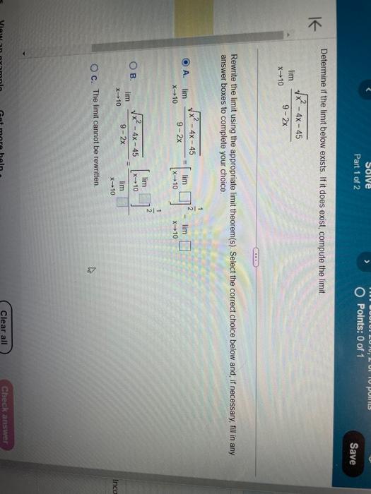 Solved Determine If The Limit Below Exists If It Does 6398