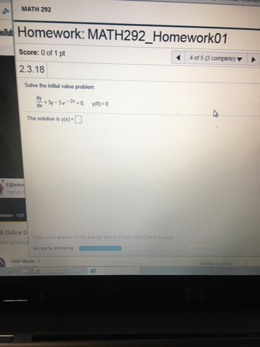 Solved MATH 292 Tub Homework: MATH292_Homework01 Score: 0 of | Chegg.com