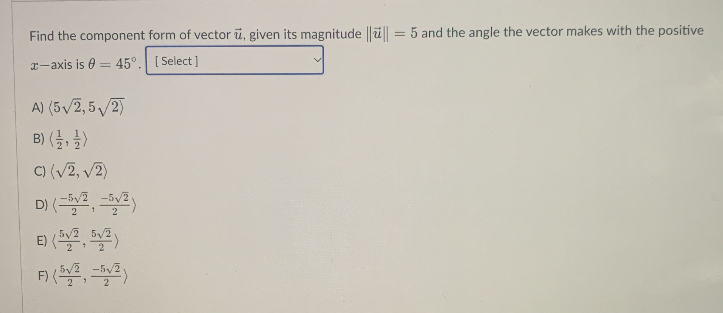 Solved Find the component form of vector vec(u), ﻿given its | Chegg.com