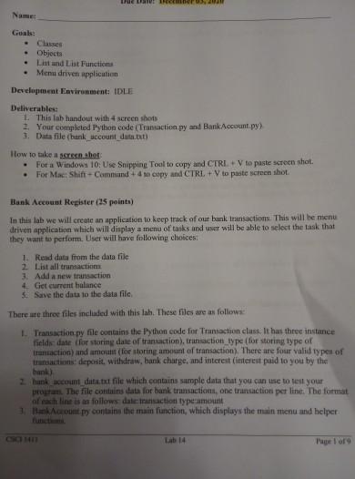 Solved + Transaction.py # Author: # Date: class Transaction: | Chegg.com