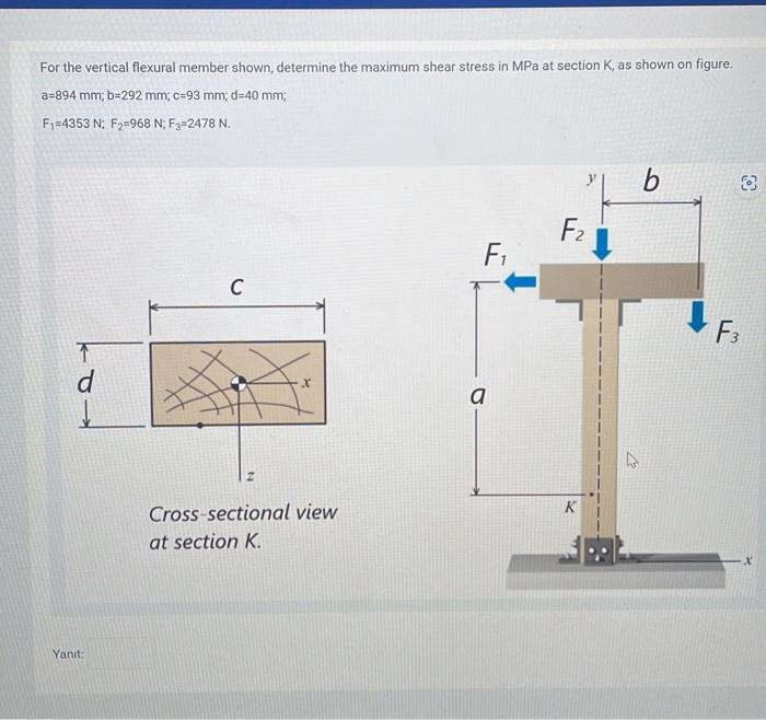For the vertical flexural member shown, determine the | Chegg.com