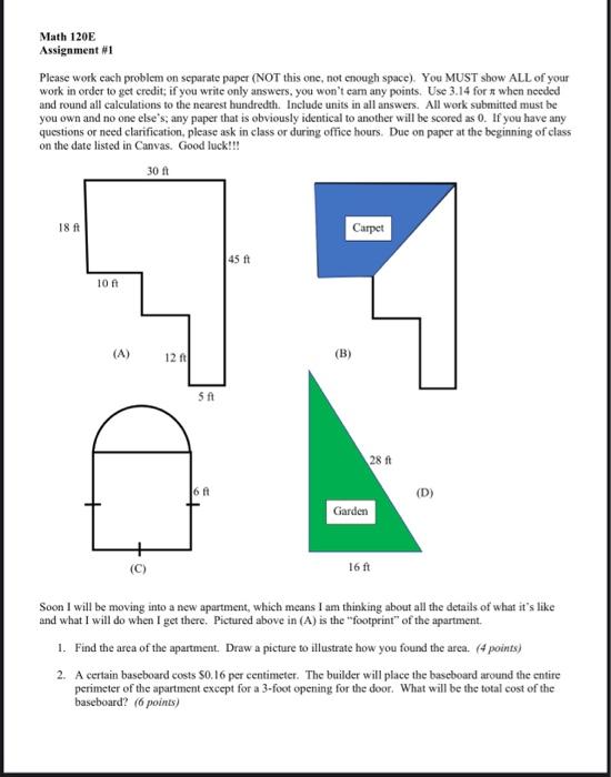 Solved Math 120E Assignment ∥1 Please work each problem on | Chegg.com