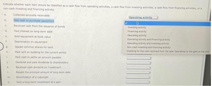 Solved Indicate whether each item should be classified as a | Chegg.com