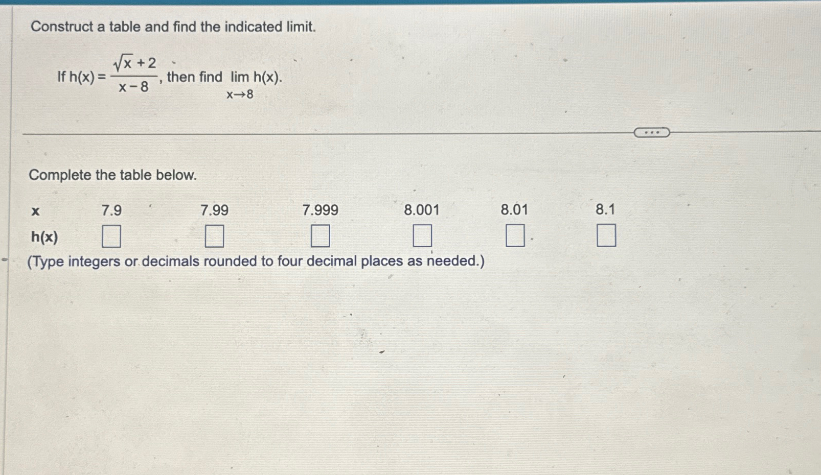 Solved Construct a table and find the indicated limit.If | Chegg.com