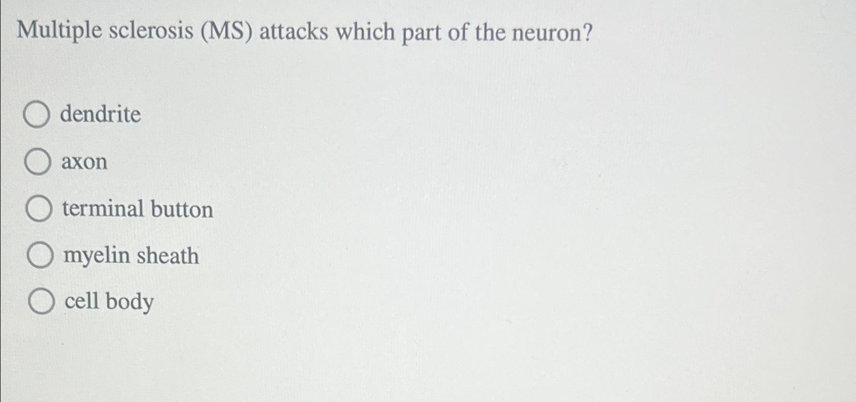Solved Multiple sclerosis (MS) ﻿attacks which part of the | Chegg.com