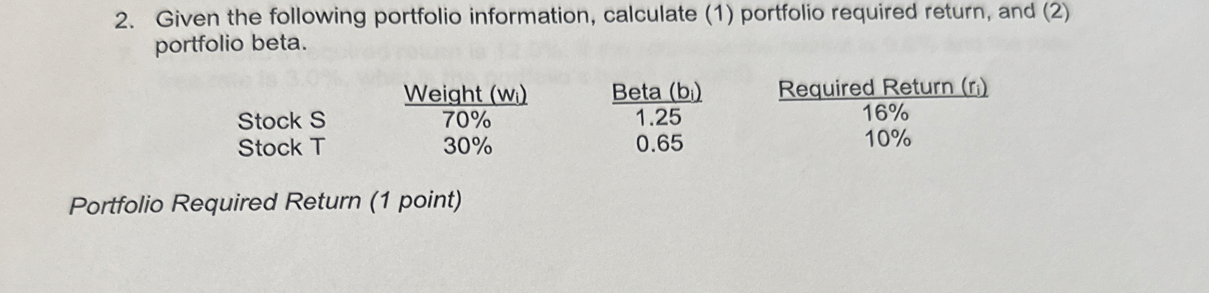 Solved Given the following portfolio information, calculate | Chegg.com