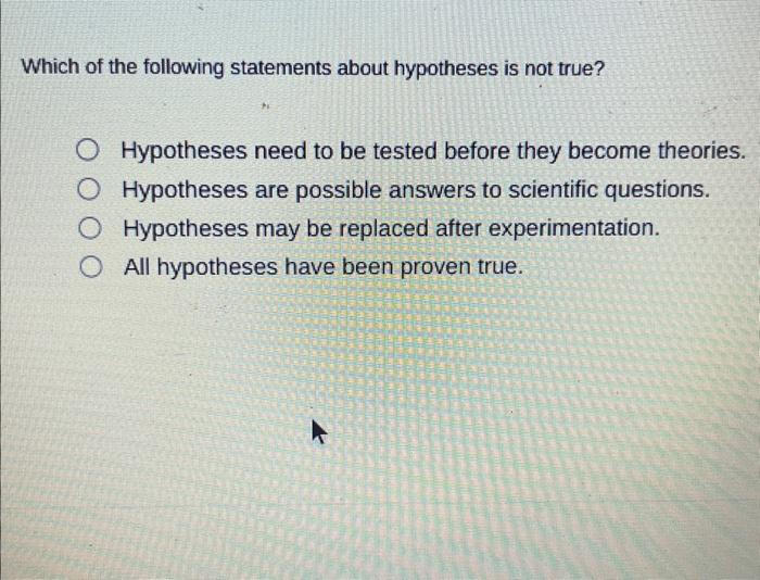 Solved Which of the following statements about hypotheses is | Chegg.com