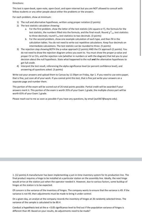 Solved Directions: This test is open book, open note | Chegg.com