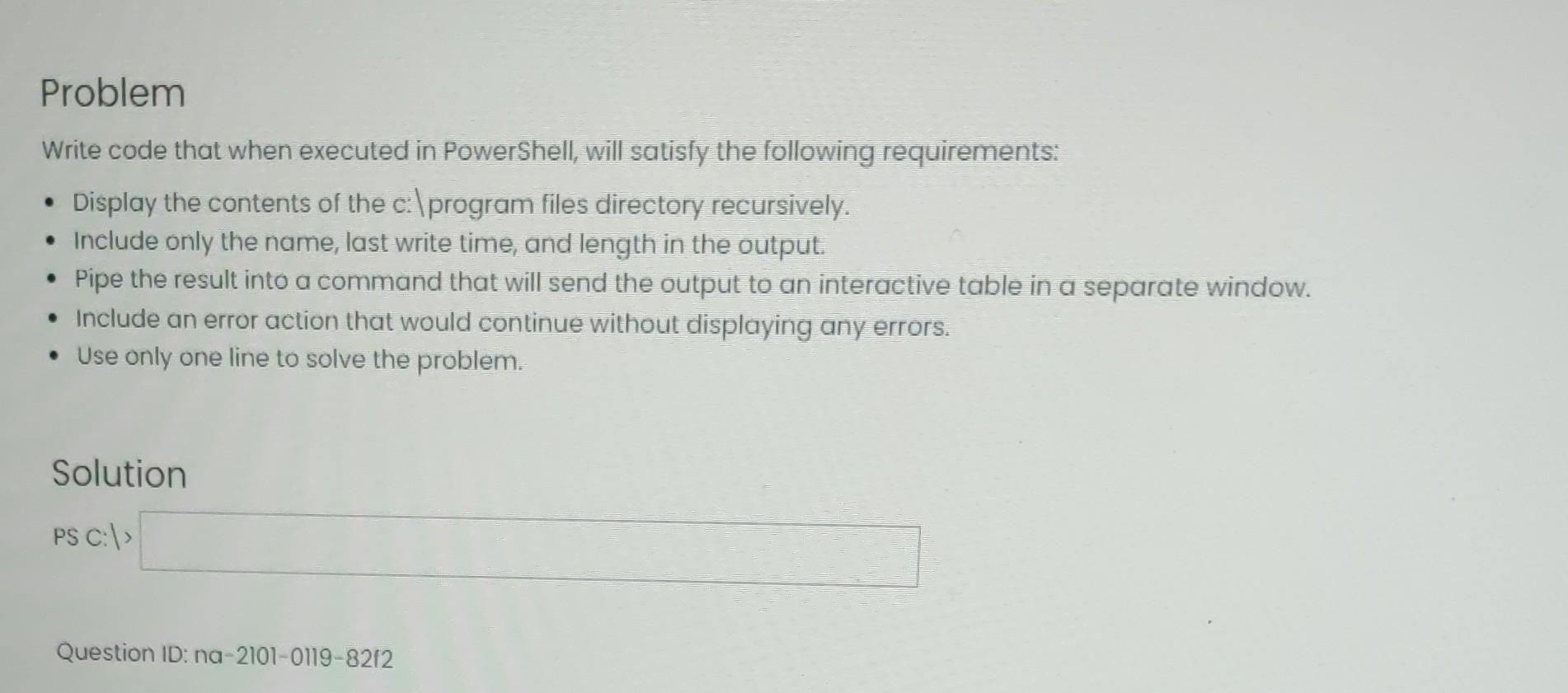 Solved Problem Write Code That When Executed In Powershell 5429