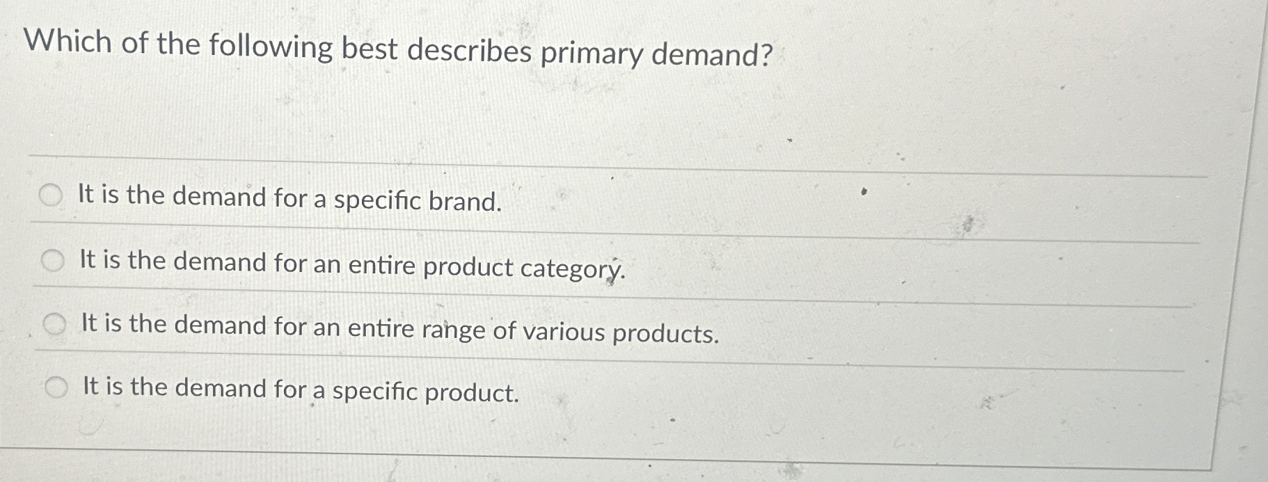 Solved Which of the following best describes primary | Chegg.com