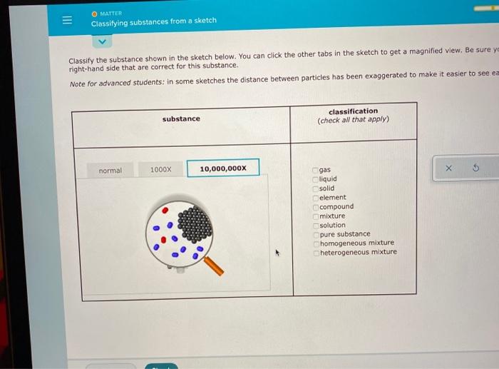 Solved Classifying substances from a sketch Classify the | Chegg.com