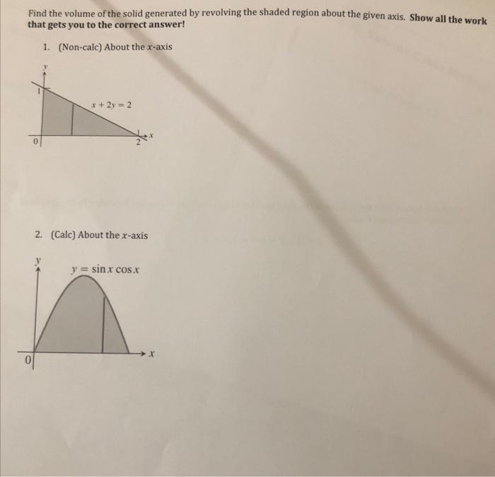 Solved this is the disc method | Chegg.com