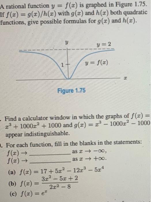 Solved A rational function y = f(x) is graphed in Figure | Chegg.com