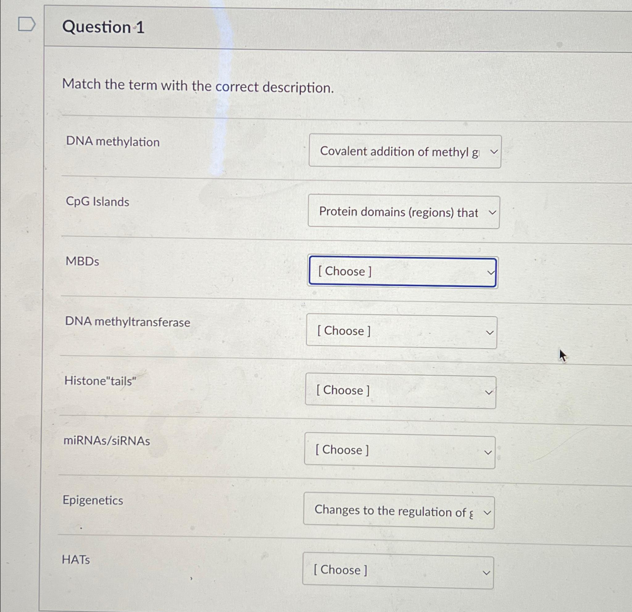 Solved Question 1Match the term with the correct | Chegg.com