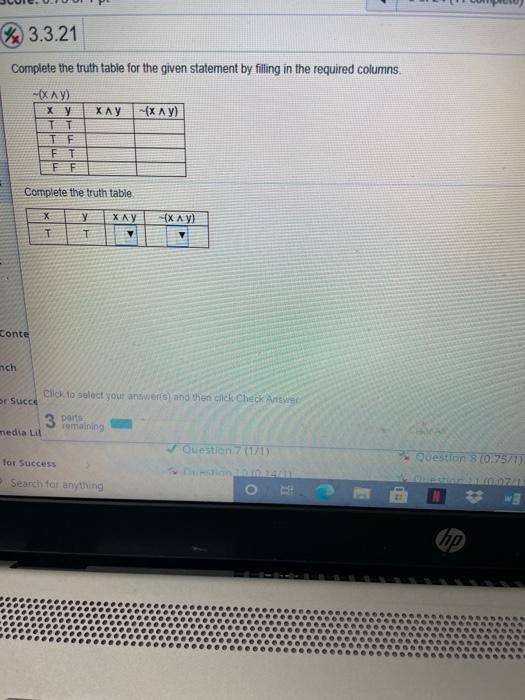 Solved 3.3.21 Complete the truth table for the given | Chegg.com