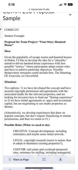 COMM 253 Individual Proposal FA 22(15%) Due Tuesday, | Chegg.com