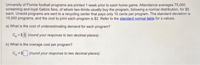 Solved University of Florida football programs are printed 1 | Chegg.com