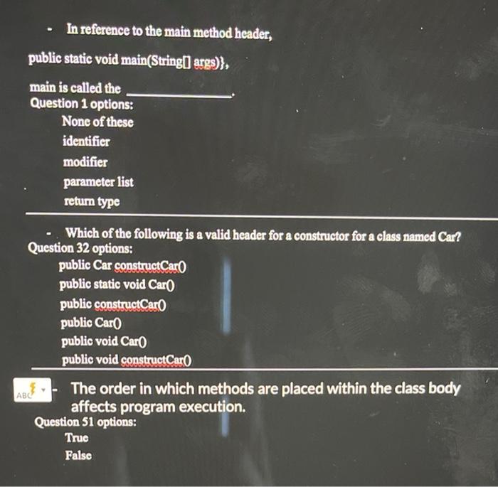 Solved - Which of the following is a valid header for a | Chegg.com