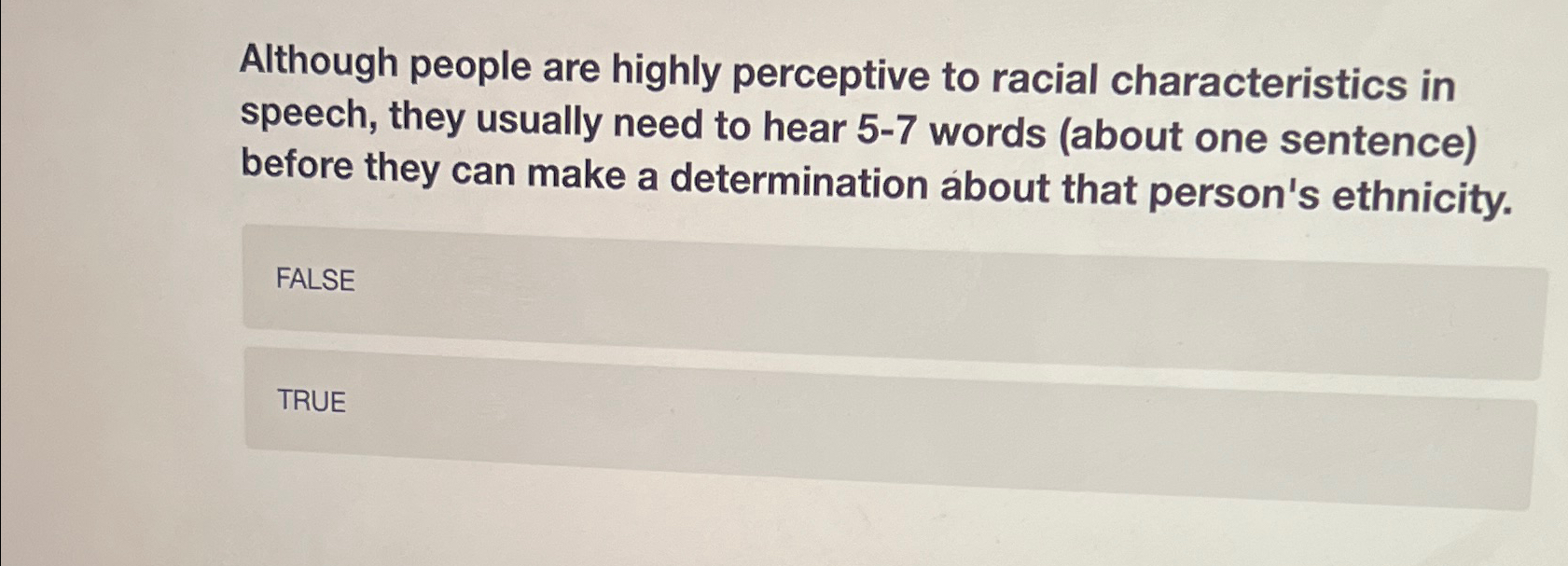 Solved Although people are highly perceptive to racial | Chegg.com