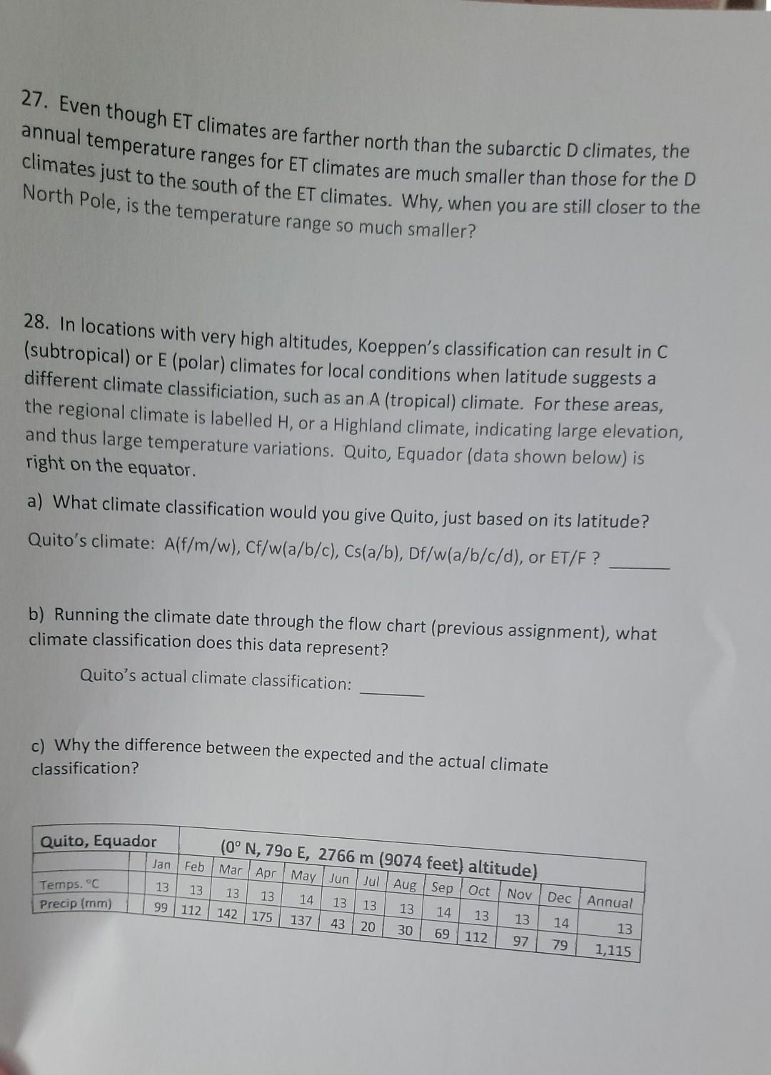 Solved Physical Geography Homework on Climates Part 2 I need | Chegg.com