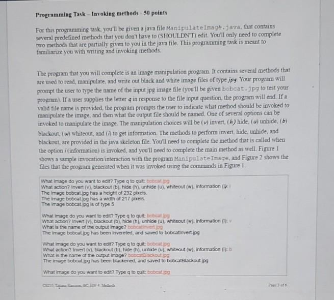 Solved Programming Task Invoking Methods 50 Points For 9354