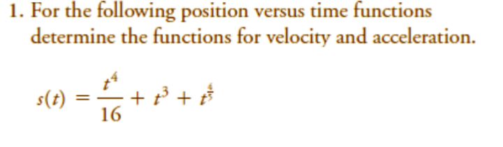 Solved For the following position versus time | Chegg.com