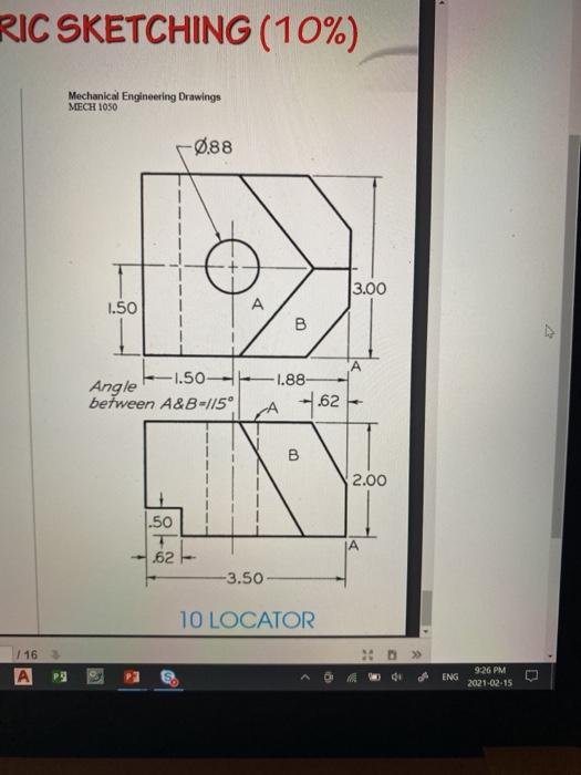 Solved RIC SKETCHING (10%) Mechanical Engineering Drawings | Chegg.com