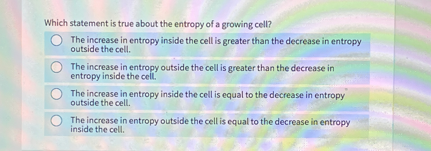 Solved Which statement is true about the entropy of a | Chegg.com