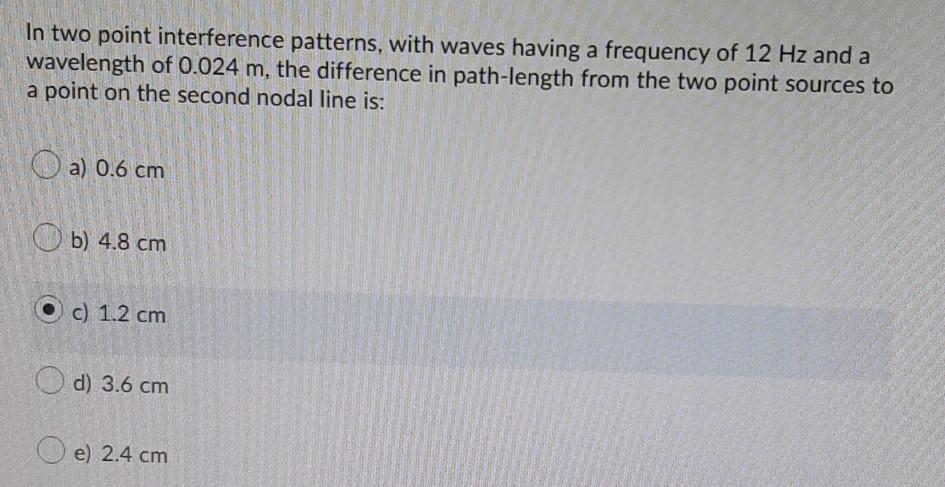 Solved In two point interference patterns, with waves having | Chegg.com