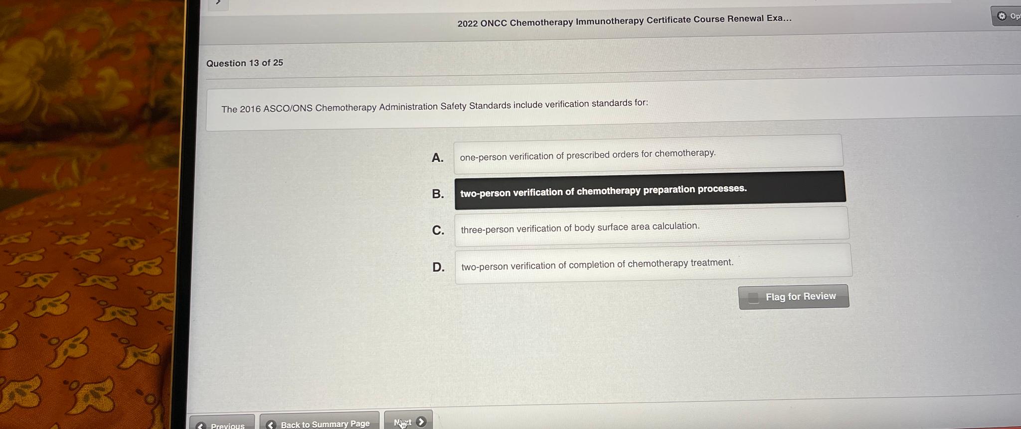 Solved 2022 ﻿ONCC Chemotherapy Immunotherapy Certificate | Chegg.com